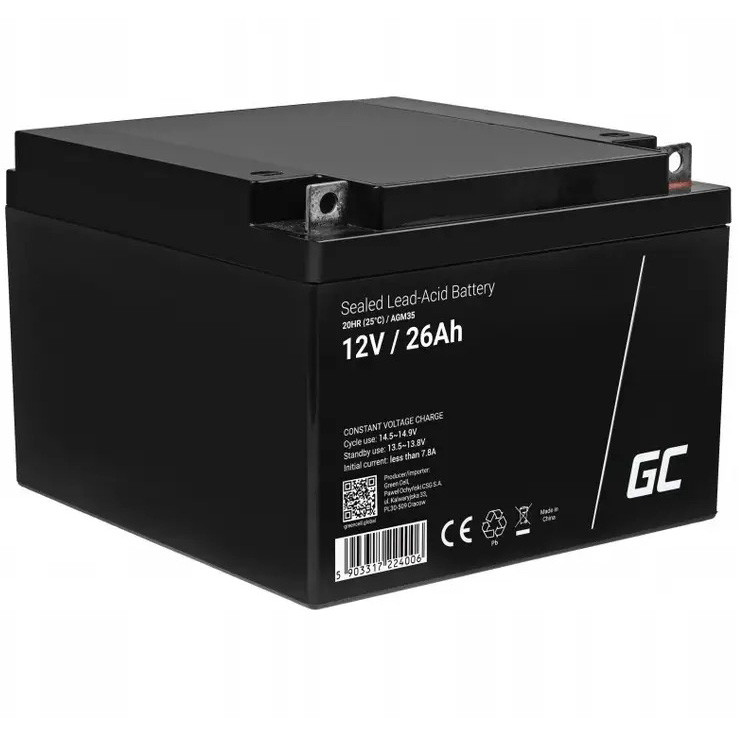 Аккумулятор Green Cell AGM VRLA 12V 26Ah (AGM35) Акб для Дома ...