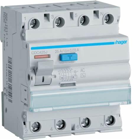 Купить УЗО 25A 30mA 6kA тип AC 4 полюса CD426J Hager, цена 1222.85 ...