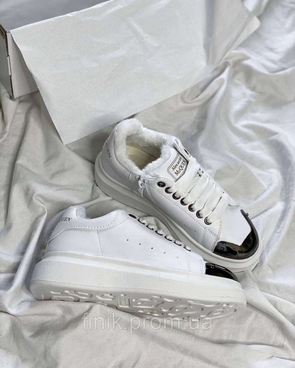 Кроссовки Alexander McQueen White Winter Маквин Белые Зима 39 — Купить ...