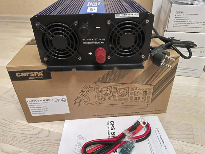 Купить Инвертор с правильной синусойдой 1000W, 12/220V, Carspa-СPS1000-122, 2xUSB, 2xShuko + ЗУ ...