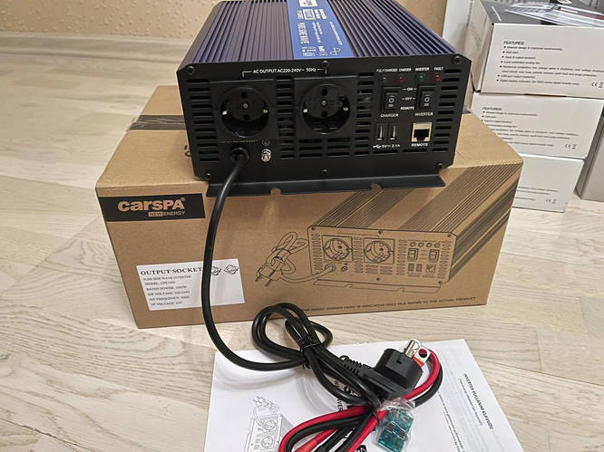 Купить Инвертор с правильной синусойдой 1000W, 12/220V, Carspa-СPS1000-122, 2xUSB, 2xShuko + ЗУ ...