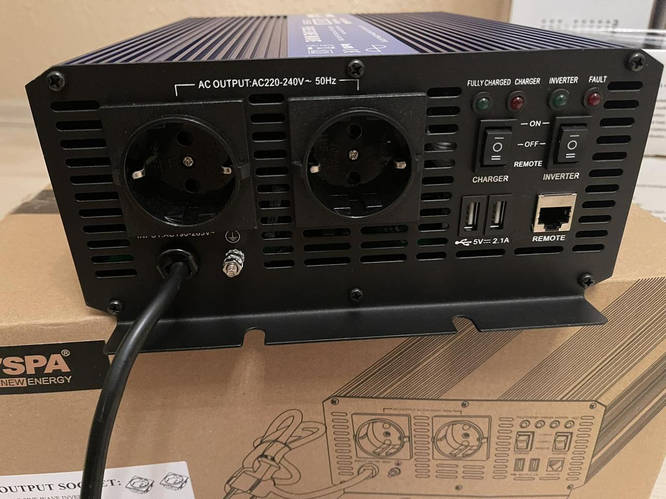 Купить Инвертор с правильной синусойдой 1000W, 12/220V, Carspa-СPS1000-122, 2xUSB, 2xShuko + ЗУ ...