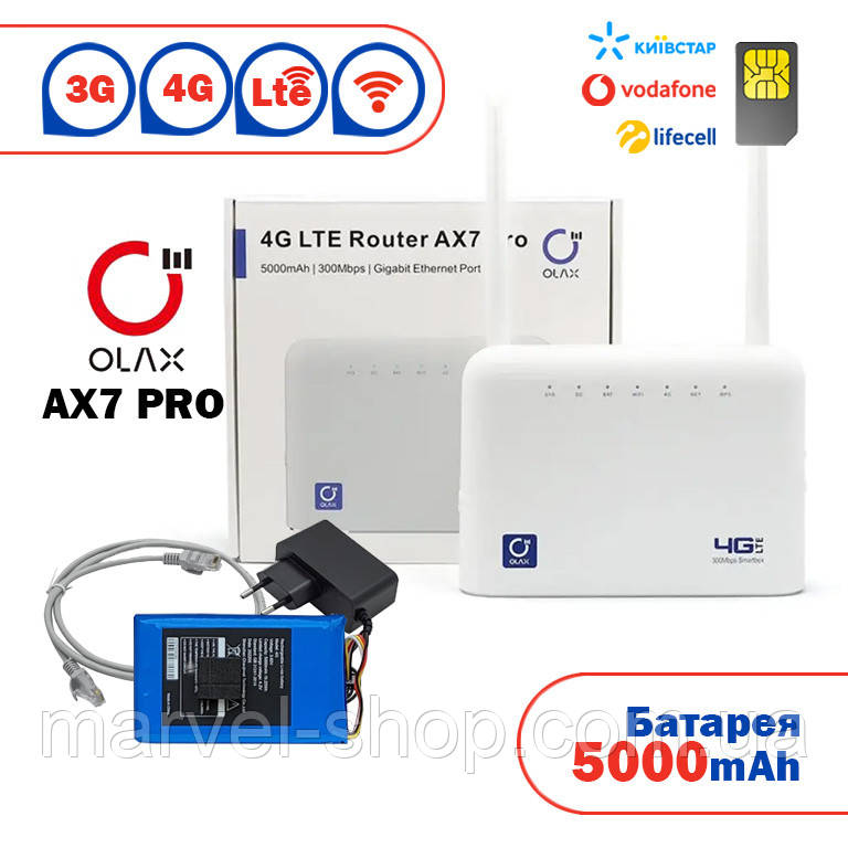 Роутер LTE 4G OLAX AX7 PRO Батарея 5000 MAh. Києвстар, Vodafone, Lecell — Купити Недорого на ...