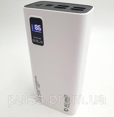 Мощный Повербанк Power Bank с быстрой зарядкой 30000mAh 4 USB /Type-C ...