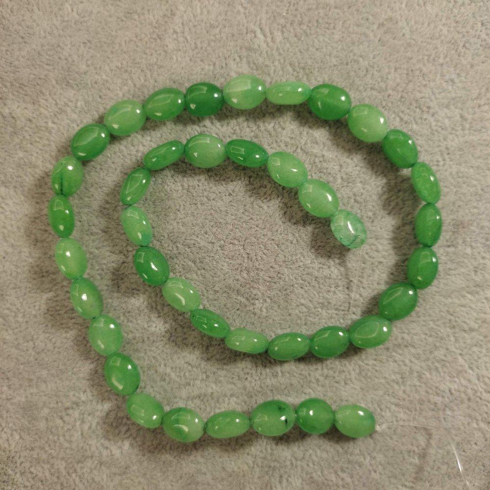 Бусины Натуральный Камень на Нитке Нефрит Овал, Диаметр 10*8мм, Длина ...