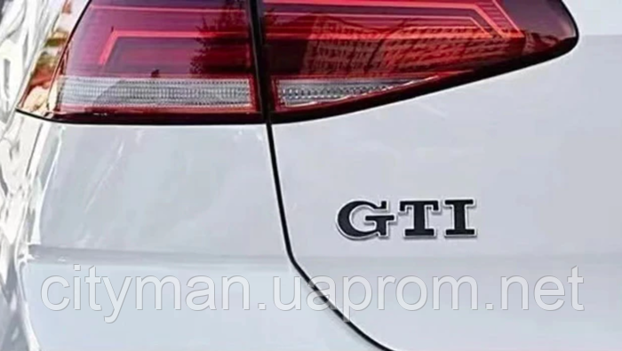 Эмблема наклейка GTI VW (Фольцваген) 93x26 мм Черный хром ободок, цена ...