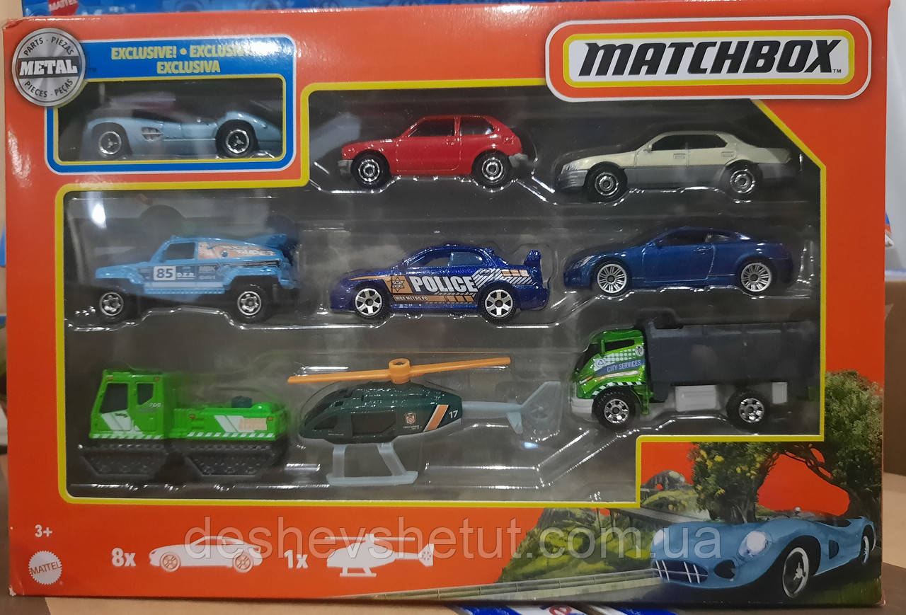 Matchbox 9-Packs 1:64 Scale Vehicles HFL59 Mattel Машинки базові ...