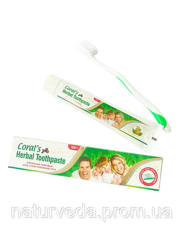 Зубная паста травяная Coral 's Herbal Toothpaste с щеткой 100 г Индия ...
