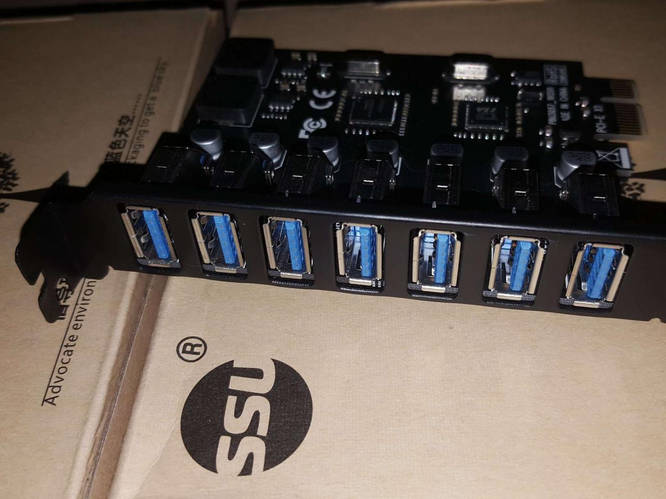 Купити USB 3.0, 7 портів, PCI-e 1x контролер, плата без потреби доп. живлення, розширення портів ...