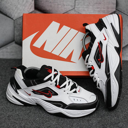 Мужские кроссовки Nike M2K Tekno (белые с чёрным и красным) массивные ...