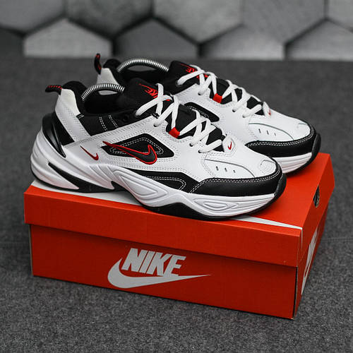 Мужские кроссовки Nike M2K Tekno (белые с чёрным и красным) массивные ...
