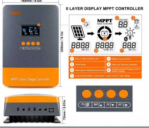 Контроллер заряду Рowmr mppt 60a 12v 24v 36v 48v до 160 вольт (ID#1736691010), цена: 7458 ...