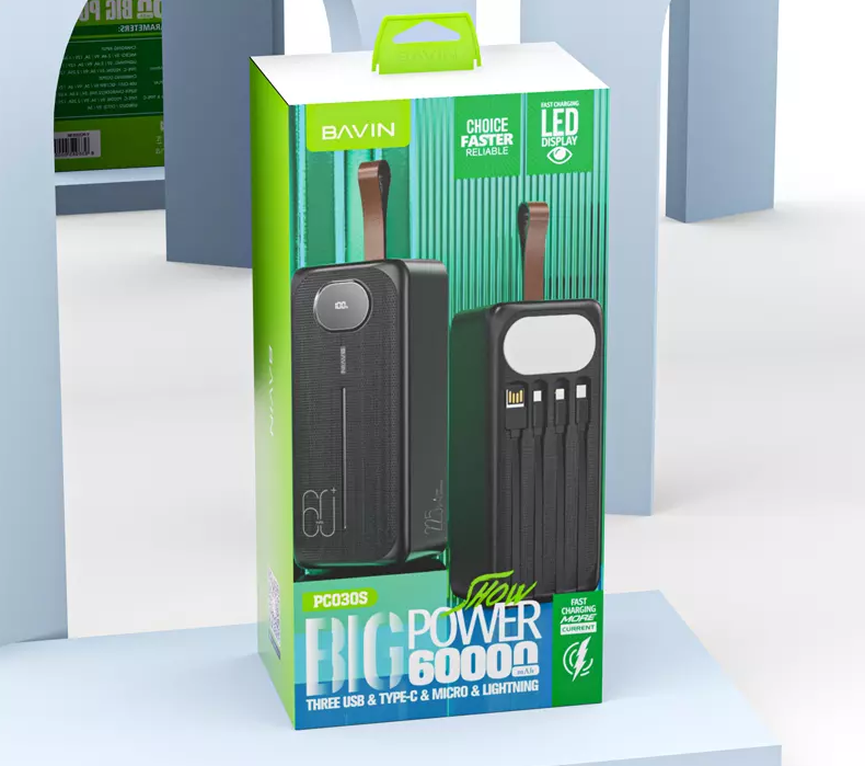 Повербанк с фонариком и кабелями BAVIN PC030S 60000 mАh 22.5W, цена 3499 грн — Prom.ua (ID ...