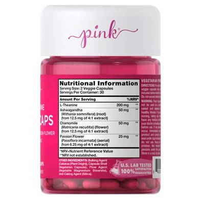 При стрессах Pink L-Theanine Calm Caps + Ashwagandha, Passion Flower ...