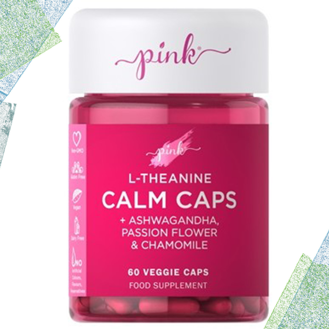 При стрессах Pink L-Theanine Calm Caps + Ashwagandha, Passion Flower ...