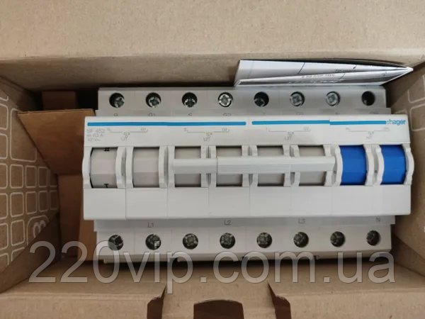 SF463 Hager Переключатель 3P+N 63А ввода резерва I-0-II трехпозиционный ...