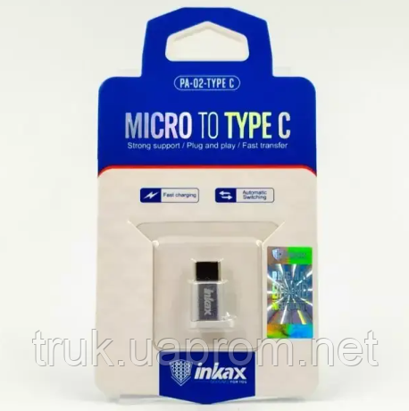 Купить Переходник micro USB - Type-C Inkax PA-02, цена 58.70 ₴ — Prom.ua (ID#1298181279)