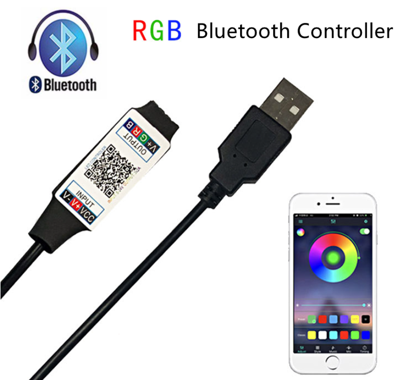 RGB контролер LEDTech міні 5V Bluetooth 4pin з USB-роз'ємом. Для багатобарвної RGB стрічки 5V ...