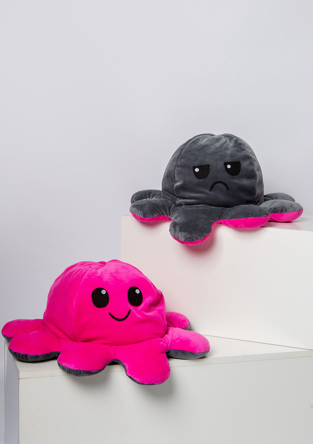 Мягкая Игрушка Антистресс Осьминог Перевертыш 30х50 Плюшевая Большая ...