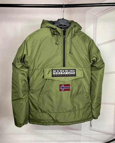 Хаки анорак Napapijri Зимний мужской утеплённый анорак Напапири с ...