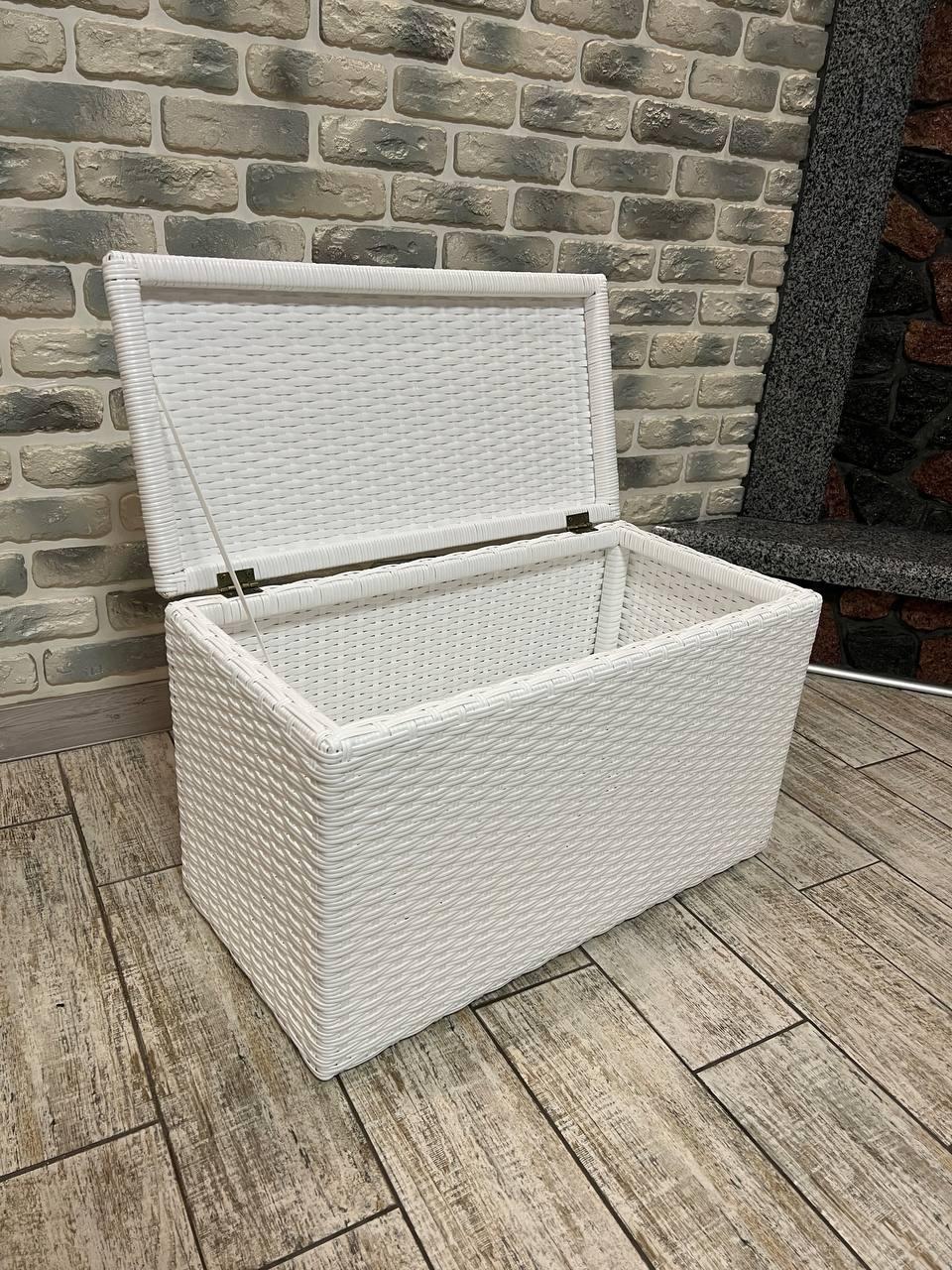 Меблевий скриня зі штучного ротанга скриня для зберігання речей велика скриня Білий Id