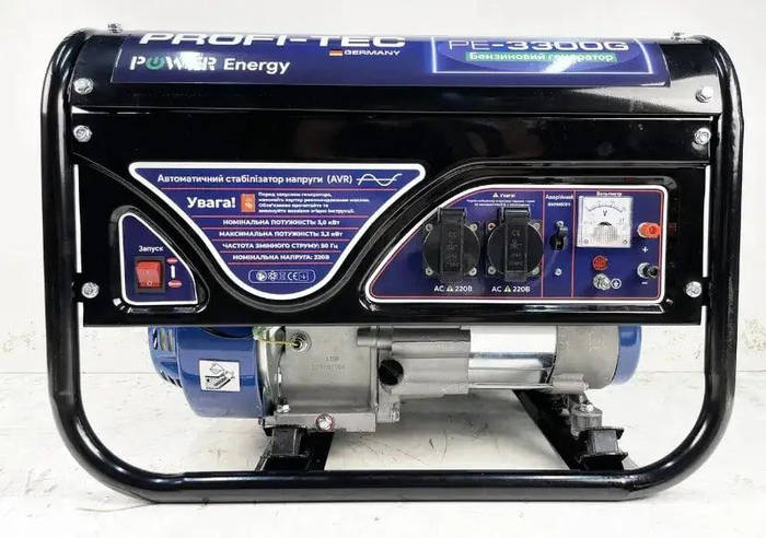 Бензиновый генератор Profi-Tec 3300g Однофазный генератор бензиновый 3.3 кВт медная обмотка ...
