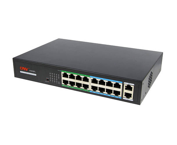 16ти портовый PoE комутатор ONV-H1016PLS 16 портов РоЕ 100 Мбіт + 2 ...