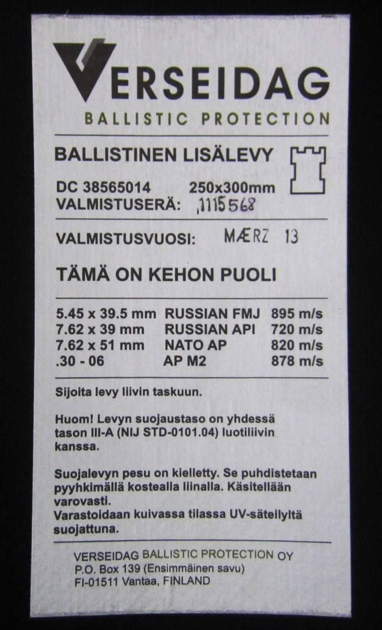 Комплект керамічних бронеплит компанії VERSEIDAG Ballistic Protection ...