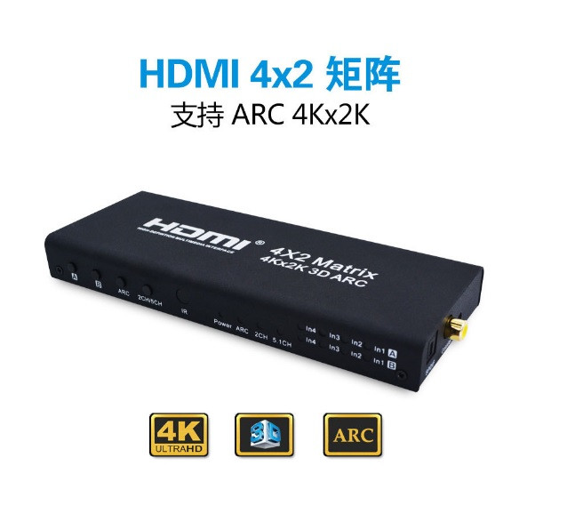 HDMI Сплиттер Matrix 4X2, 4K 2K 3D (220*168*53) 0.6 Кг — Купить ...