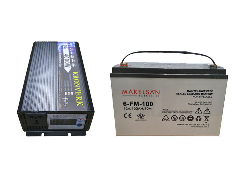 Комплект інвертор із чистою синусоїдою Kronverk KS-4000M + акумулятор MAKELSAN 6-FM-100 12V 100 ...