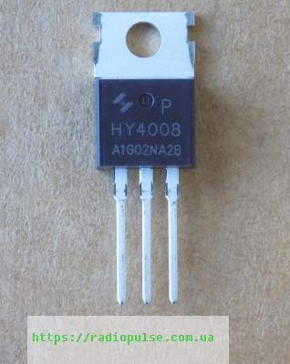 Транзистор HY4008P (HY4008, HY4008NA2P ) оригінал (80V,200A,2.9mR),TO220(заміна для SW050R68E8T ...