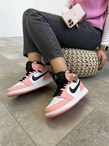 Купить Кроссовки женские Nike Air Jordan High White Pink/Найк Аир ...