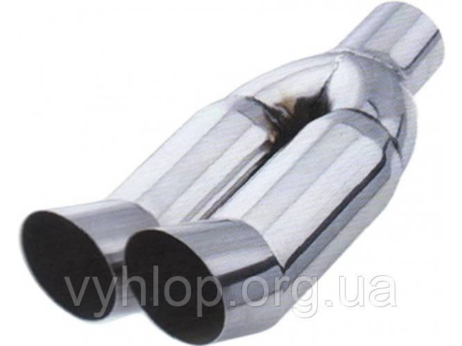 Насадка на глушитель двойная круглая, вход.d 64мм/дл. 305мм/2*выходн ...