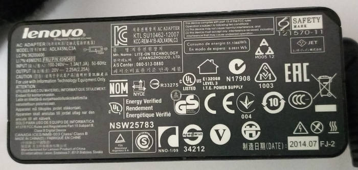 Купити Адаптер живлення для ноутбука Lenovo 20v 2.25 A 65W Square ...