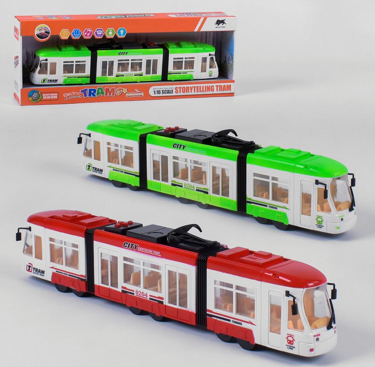 Купить Трамвай музыкальный, свет, звук, в коробке 52*9*19 см, цена 665 ...