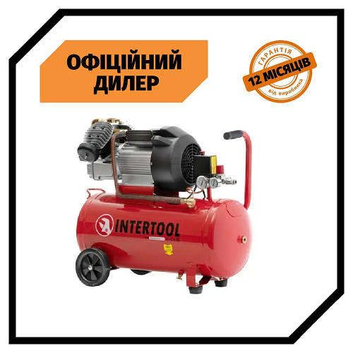 Компрессор масляный Intertool TSH PT-0008 100 л, 3 кВт, 220 В, 10 aтм, 420 л/хв, 2 циліндри ...