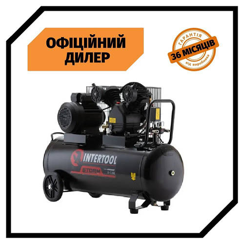 Компресор ремінний Intertool TSH PT-0016 50 л, 3 кВт, 220 В, 10 атм, 500 л/хв, 2 циліндри, ціна ...