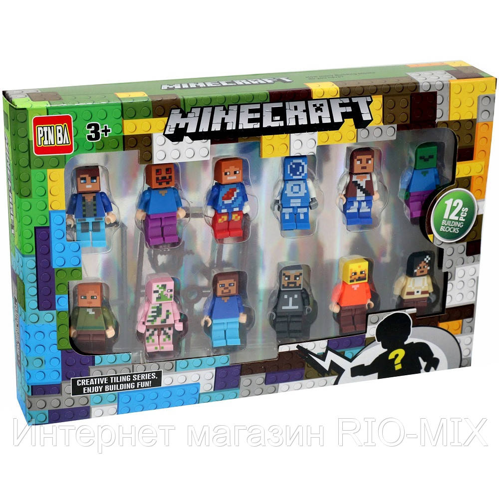 Набор Фигурок Minecraft с Оружием Мини Фигурки Майнкрафт 12 Шт ...