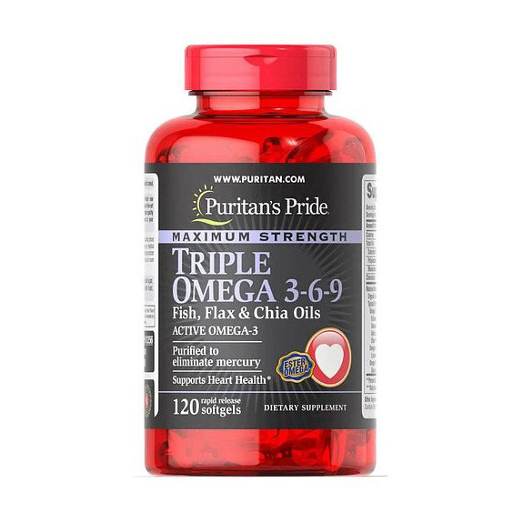 Puritan's Pride Maximum Strength Triple Omega 3-6-9 Fish, Flax & Chia ...