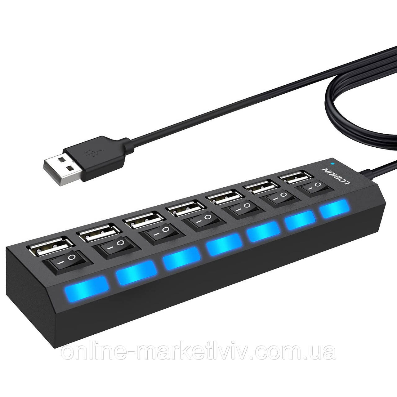Купити Розгалужувач USB Хаб на 7 портів, Чорний / Перехідник USB 2.0 ...