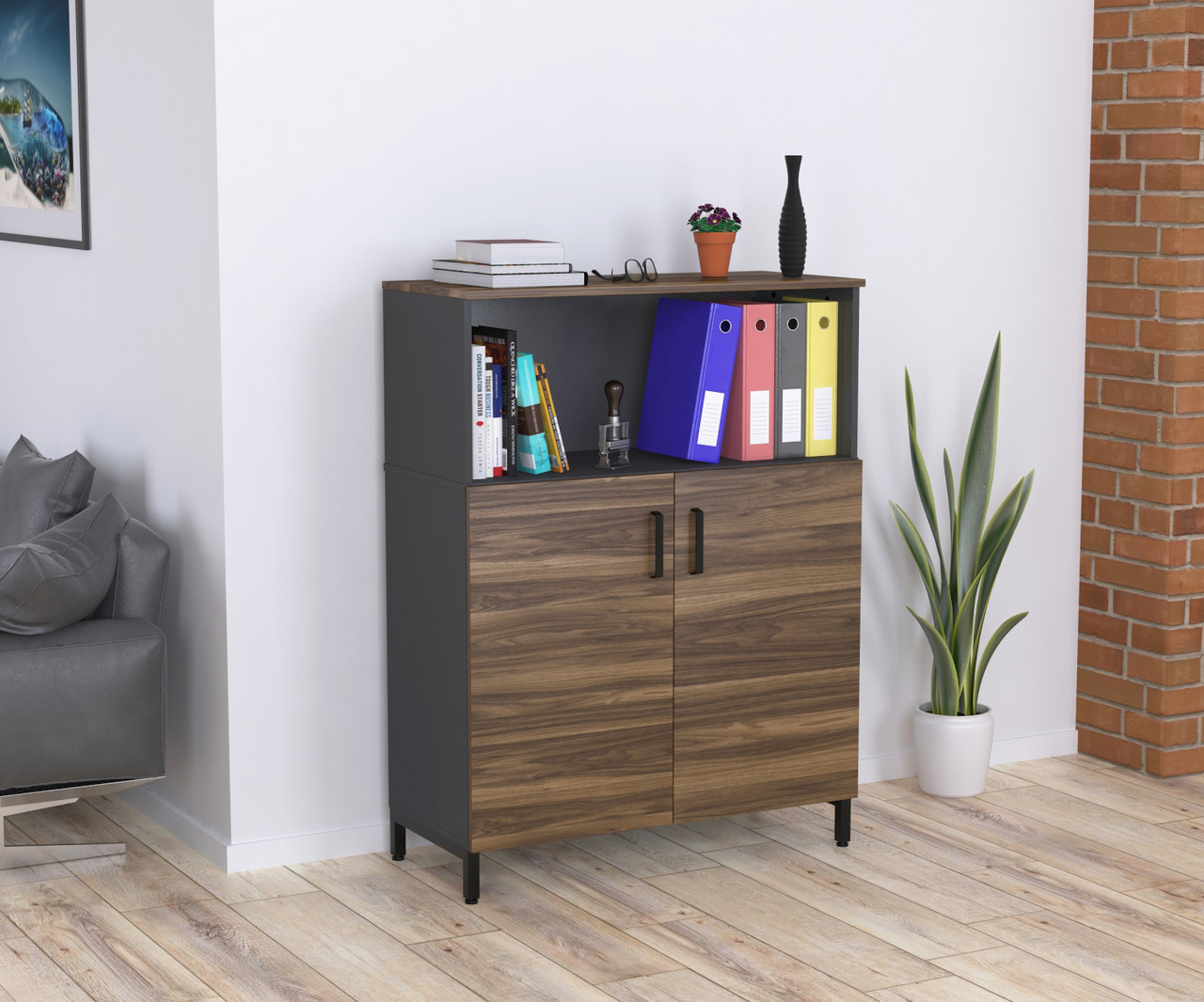 Тумба офисная мобильная LTО-900-1200 Loft Design Орех Модена. Тумбочка ...
