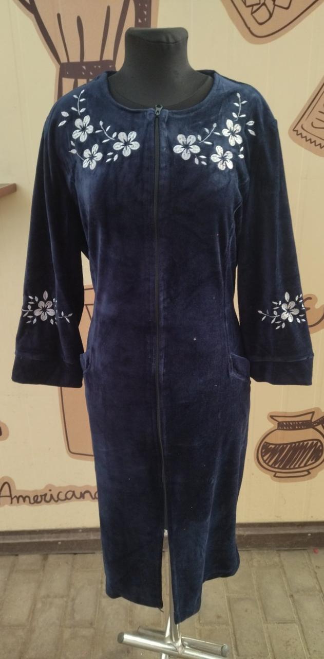 Красивый Велюровый Халат Женский с Вышивкой 50-58 Р Доставка По Украине ...