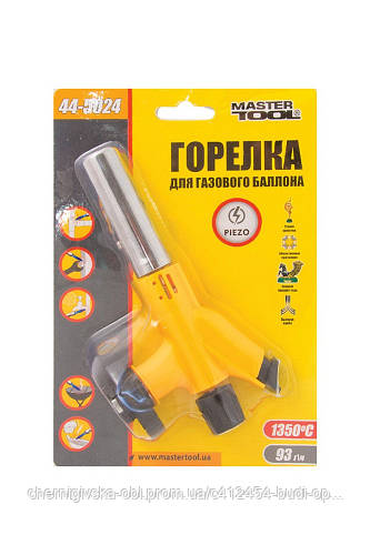 Горелка для газового баллона MASTERTOOL "Прометей" пьезоподжиг/керамическая защита Ø20 мм/1300°С ...