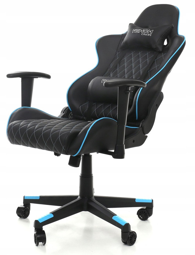 Геймерское кресло Venom Chairs VER 7.1 Черное с голубыми вставками ...