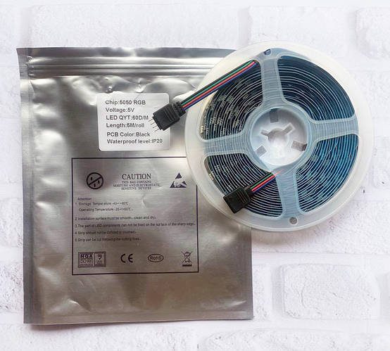 Светодиодная лента RGB на 5В (тип LED-RGB 5050) (ID#1751500038), цена: 489.25 ₴, купить на Prom.ua
