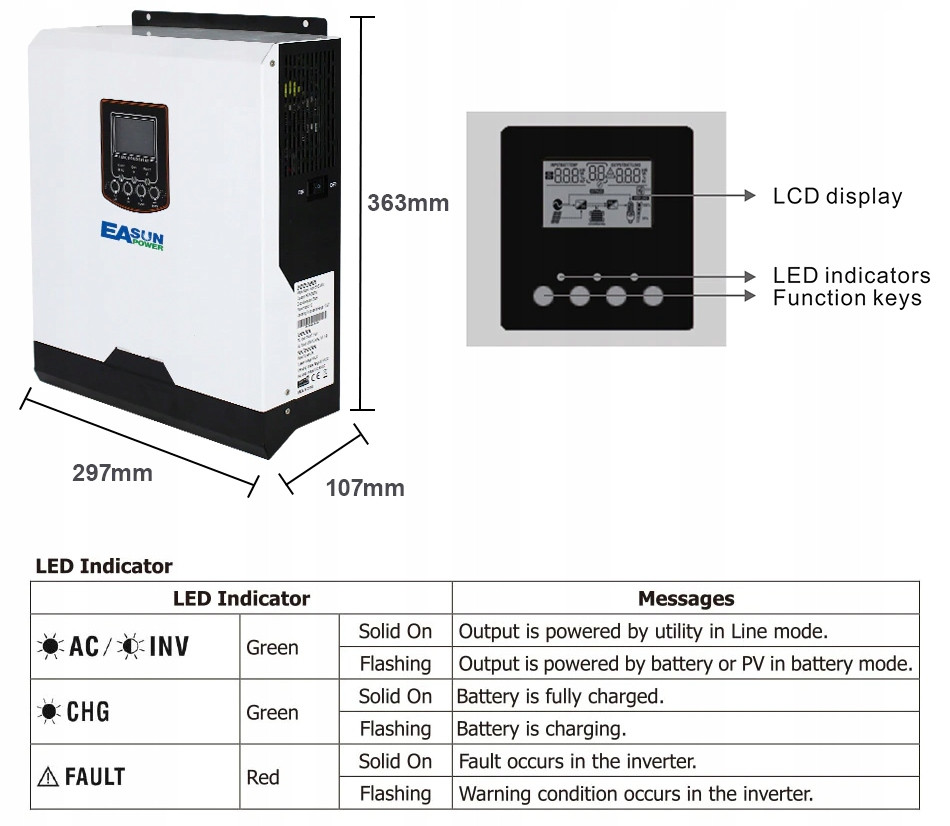 Источник бесперебойного питани, гибридный солнечный инвертор EASUN POWER 3kW 24V ISolar SPH 3KW ...