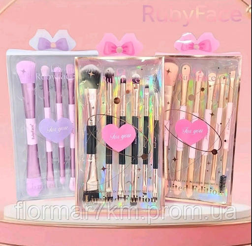 Набір двосторонніх пензлів для макіяжу 6 штук Ruby Face, ціна: 206.90 ...