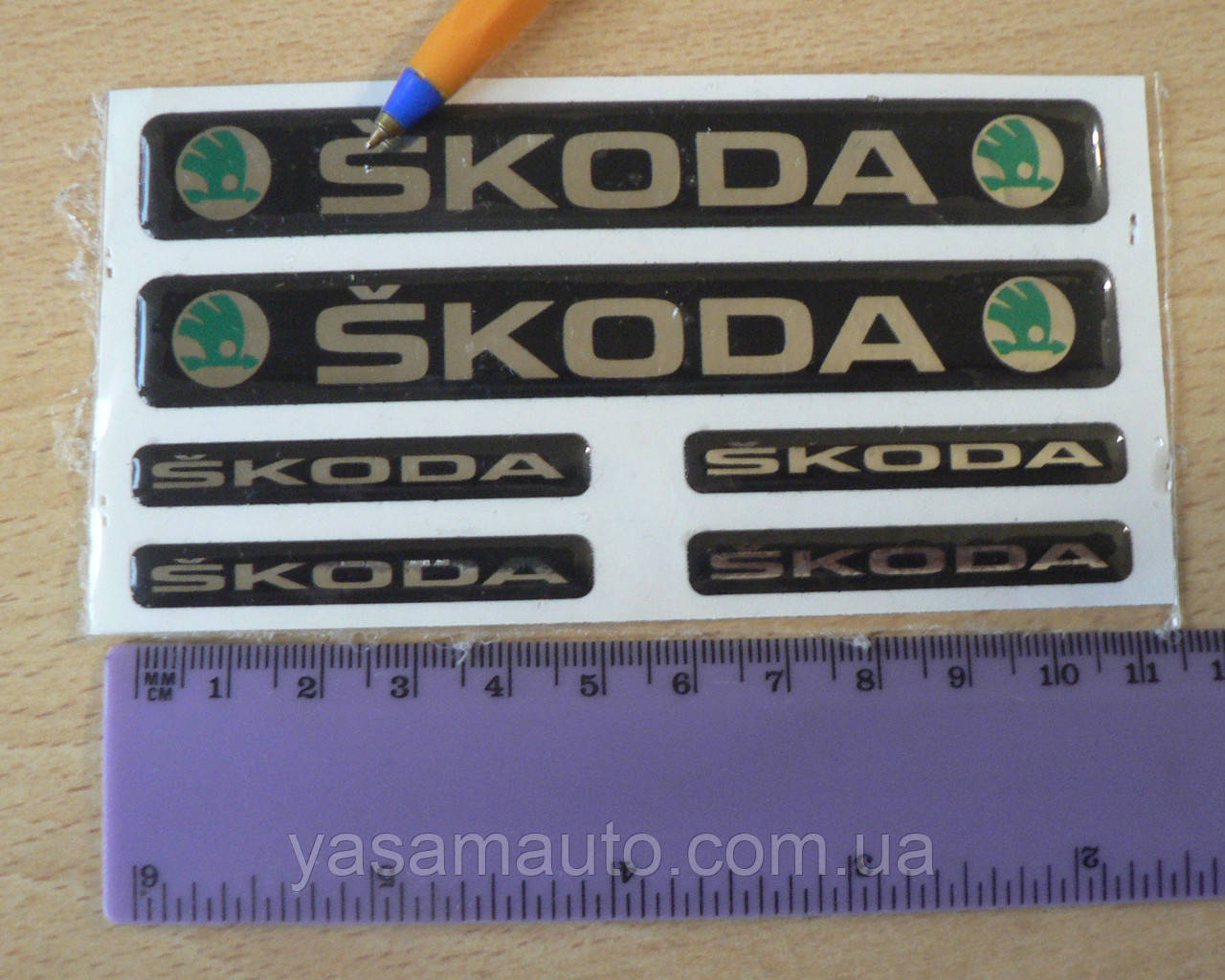 Наклейка S 3D Skoda Набор 6шт (2шт-110х15мм и 4шт-50х7мм) Силиконовая ...