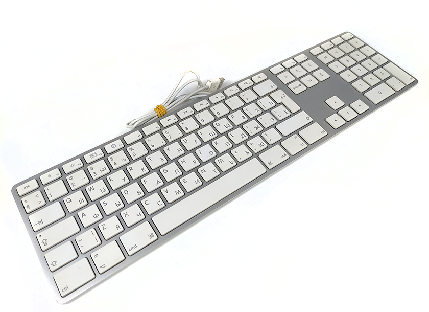 Клавиатура Apple Keyboard (A1243, aluminium, 109 keys, EN\RU, MB110LL ...