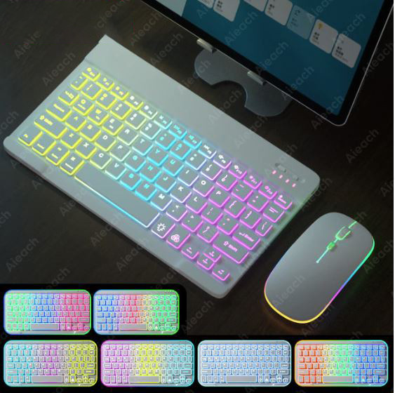 Bluetooth Клавиатура с Подсветкой и Мышка для Планшетов и Смартфонов ...